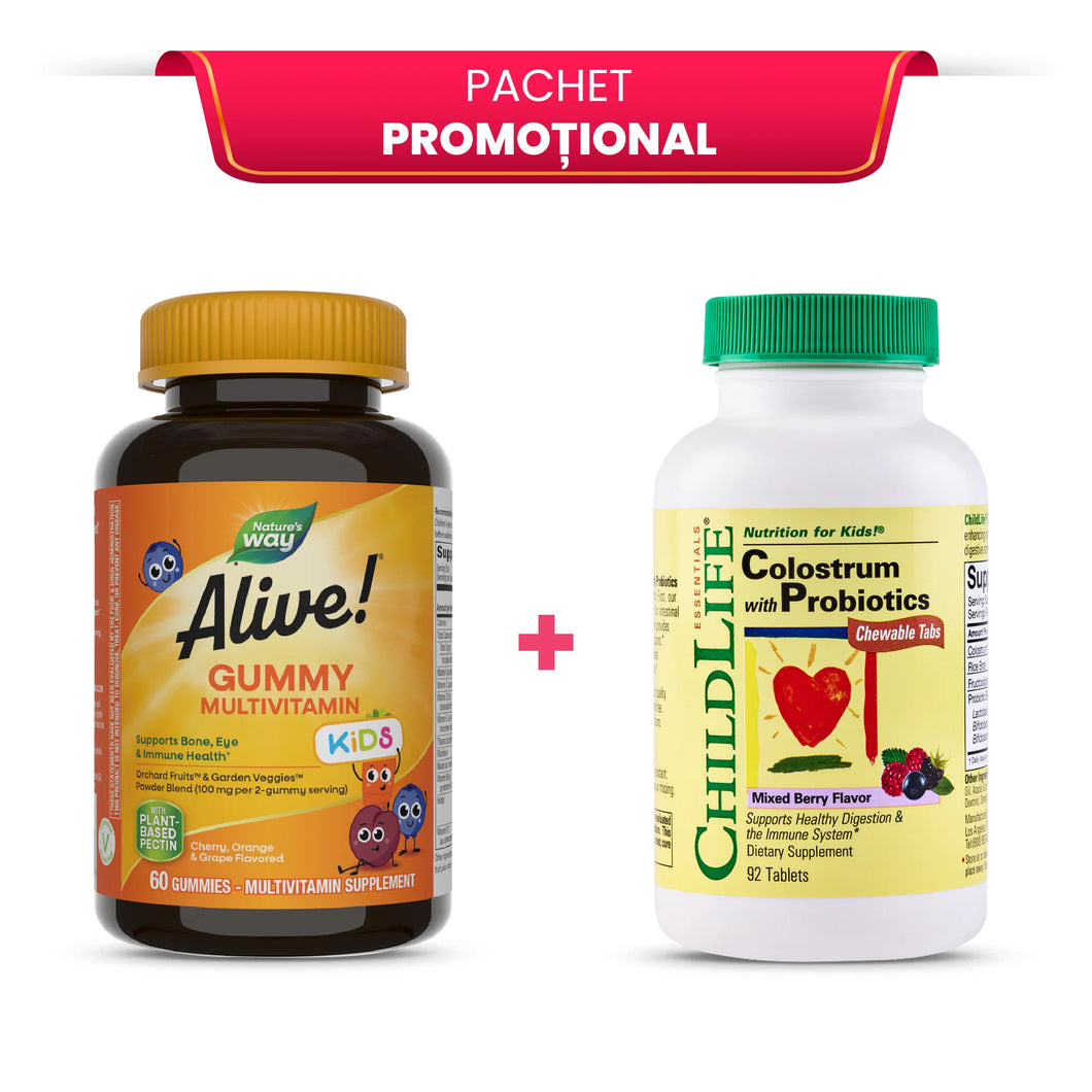 Pachet Promo Colostrum with Probiotics Chew Tabs + Alive! Kids ...