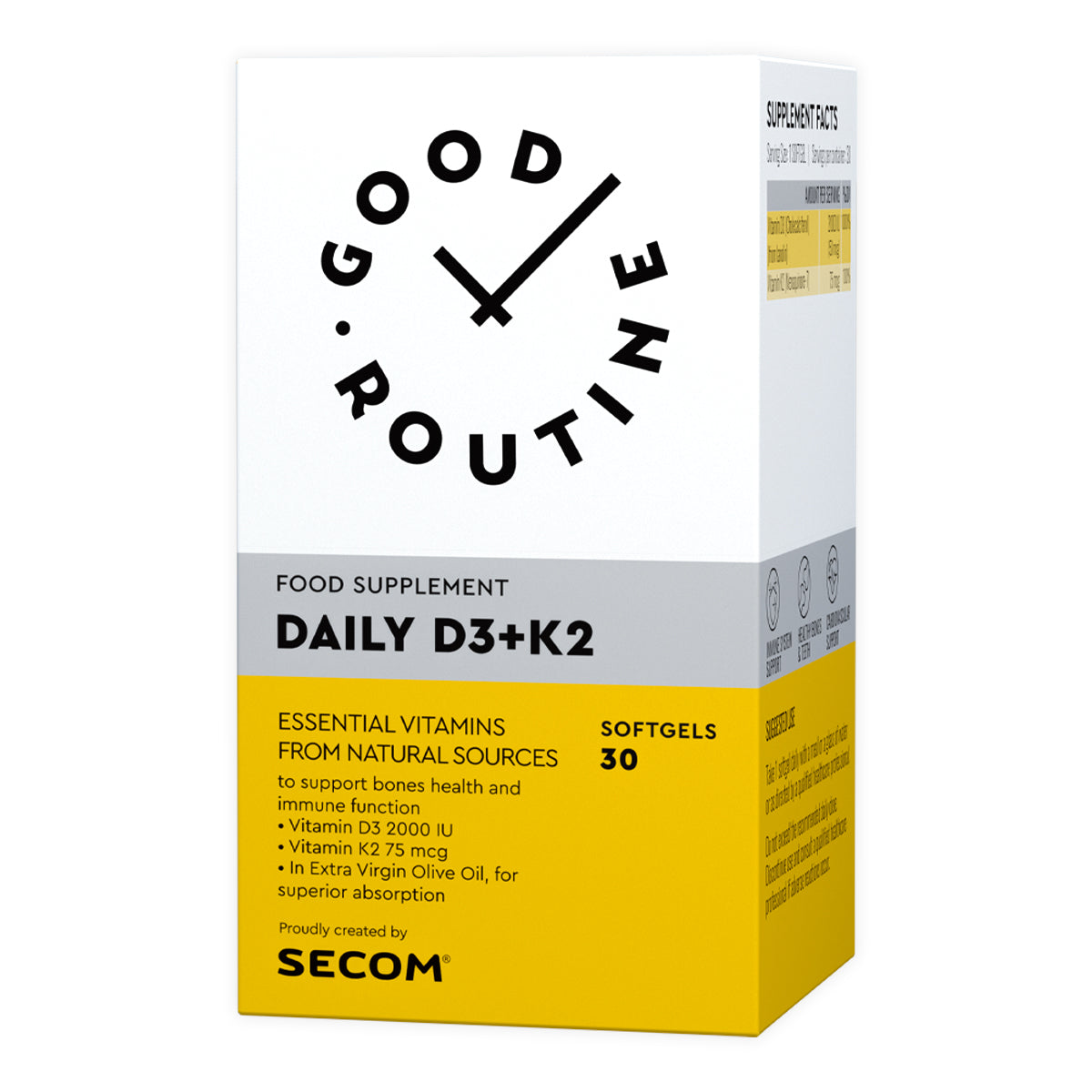 Daily D3+K2 – GOOD ROUTINE – flacon cu 30 capsule gelatinoase moi | Secom